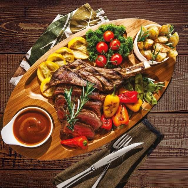 Bamboo 3 Section Platter 18" inch X 10" inch |For Appetizers / Barbecu ...